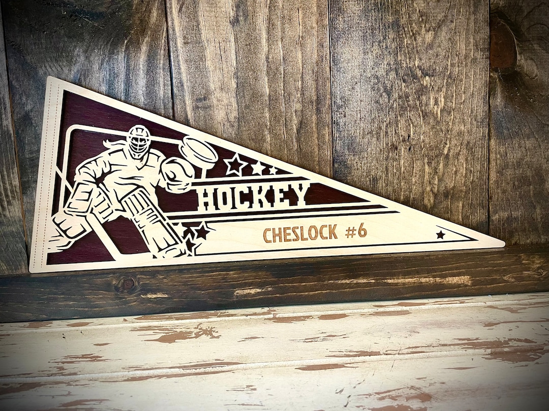 Personalized Custom Female Hockey Goalie Wood 2-layer Pennant With ...