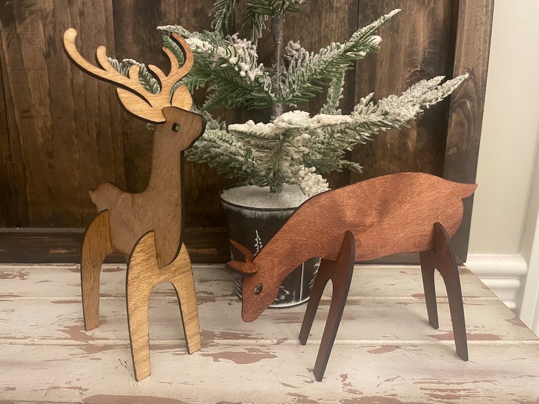 Reindeer Christmas Wooden Tabletop Decor Available in 4 Styles and 12 ...