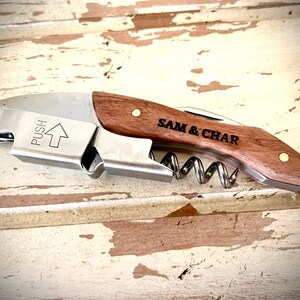 Custom Engraved Wood Wine Key, Wine Opener, Corkscrew, Personalized ...