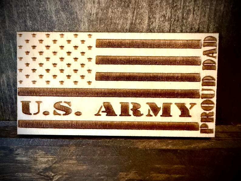 US Army Proud Dad Laser Engraved US Flag Refrigerator Magnet. 1/4 Inch ...