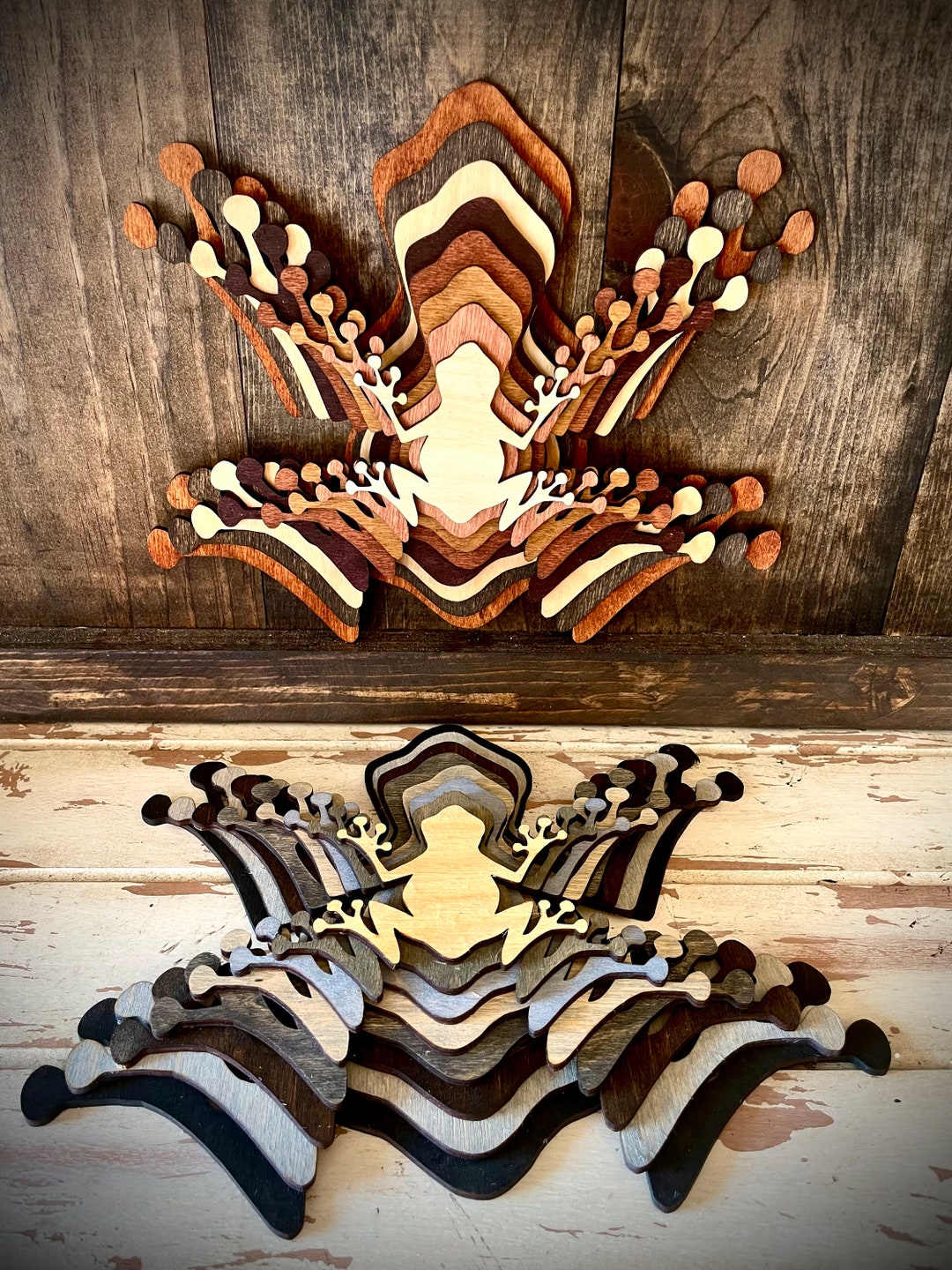 Stacked Frogs Wood 3D Table Art / Wall Art, Multi-color. Collect Frogs ...