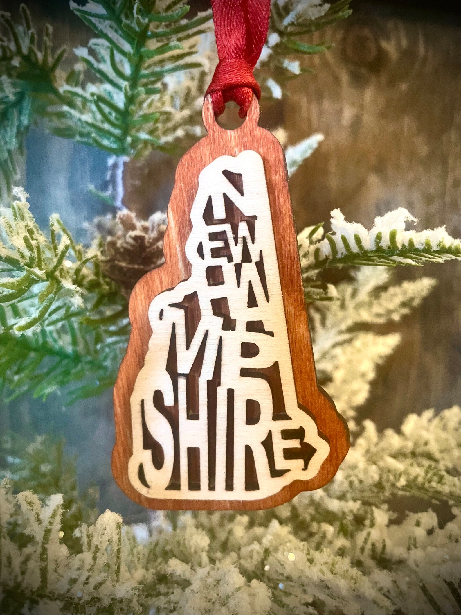 New Hampshire Word Art 2-layer Ornament Laser Cut Wood Ornament, New ...