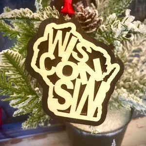 Wisconsin Word Art 2-layer Ornament Laser Cut Wood Ornament, Wisconsin ...