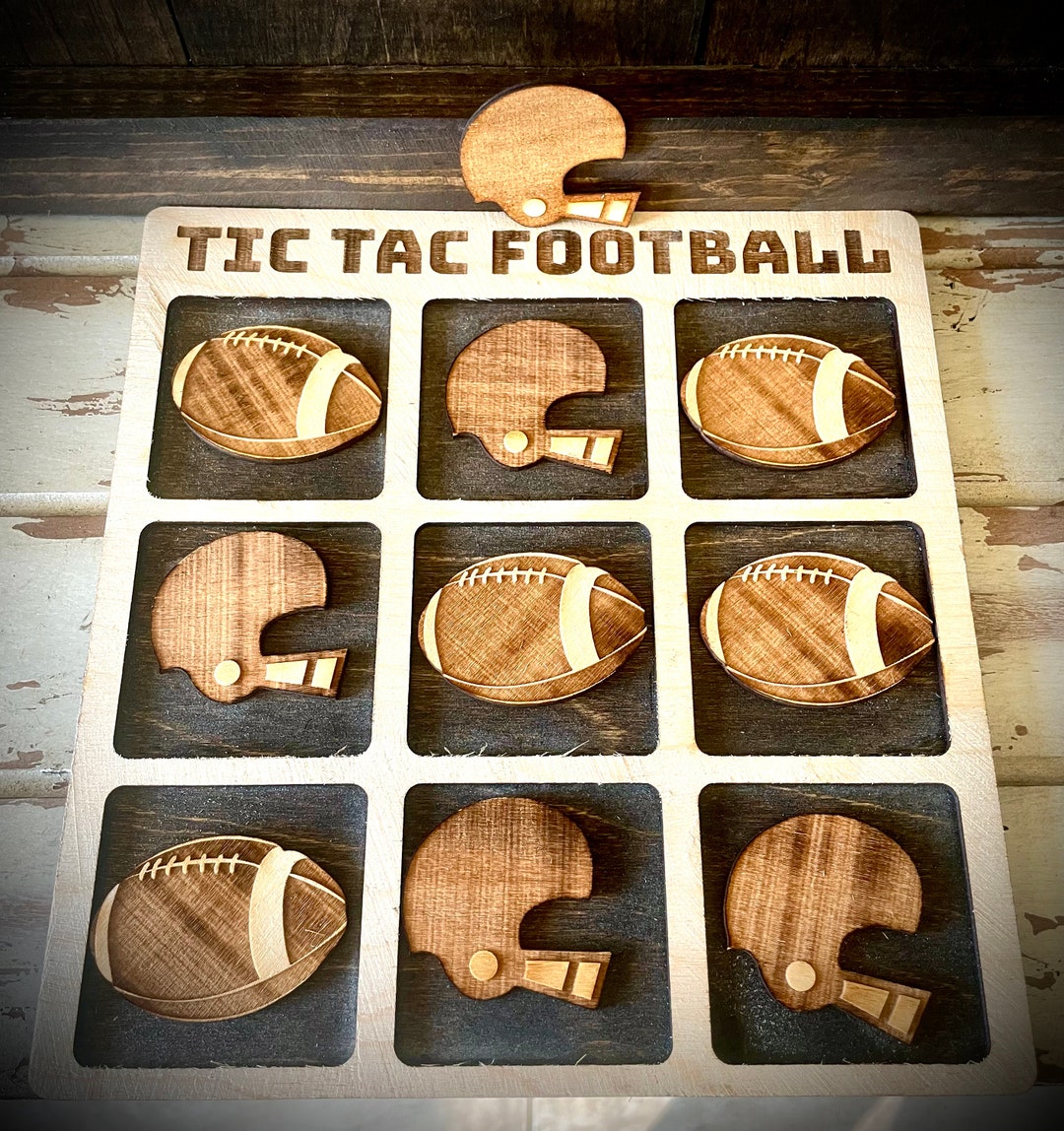 Football Game - Tic Tac Football. Laser Engraved and Cut Wood Football ...