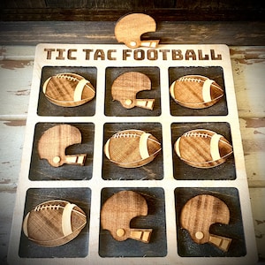 Football Game - Tic Tac Football. Laser Engraved and Cut Wood Football ...