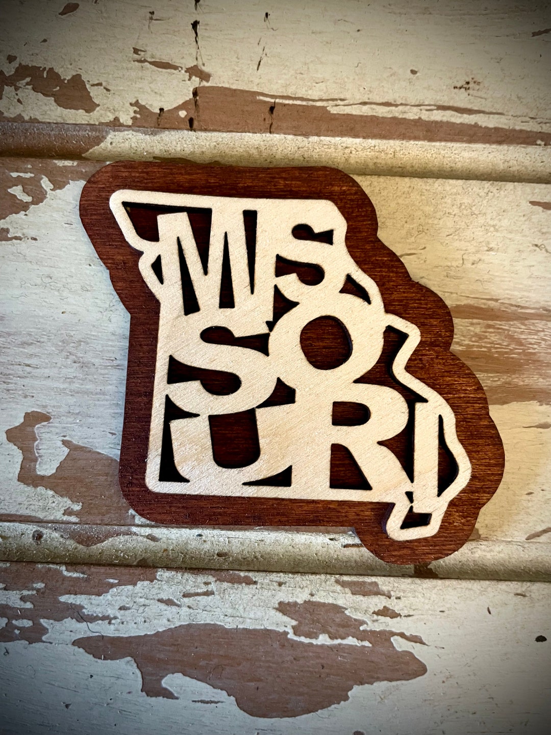 Missouri Word Art 2-layer Laser Cut Wood Magnet Available Unfinished or ...