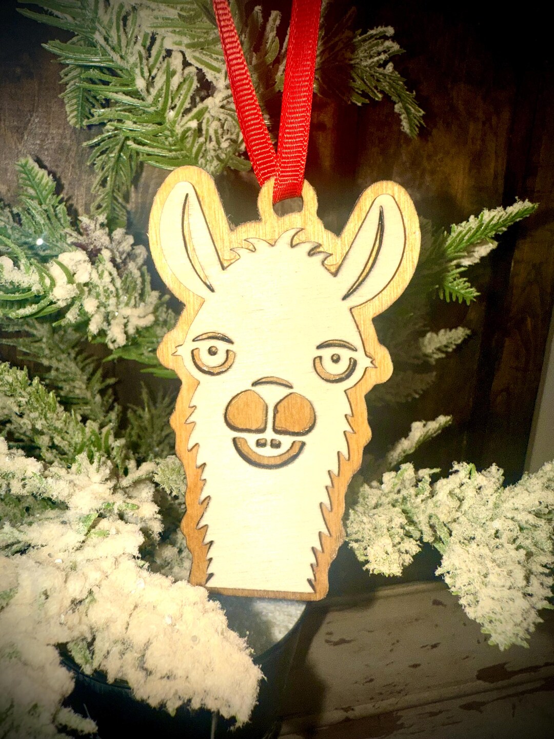 Cute Llama 2-layer Laser Cut Wood Christmas Ornament, Gift Tag ...