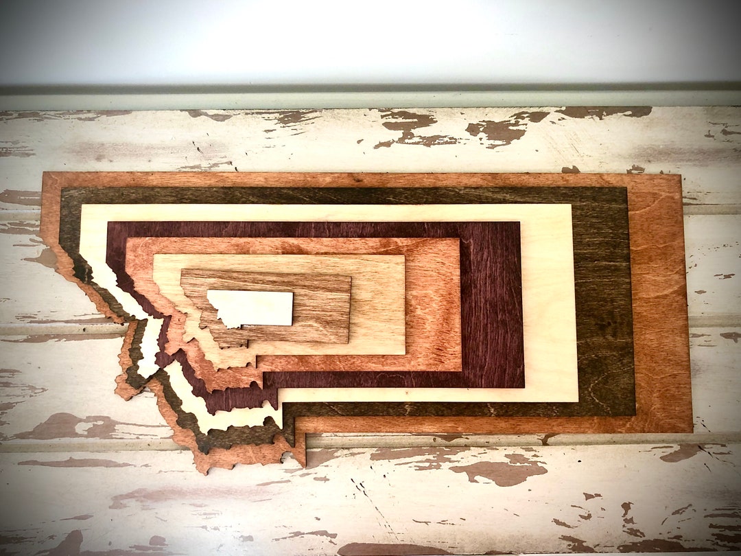 Montana Stacked State Wood 3D Table Art / Wall Art, Multi-color - Etsy