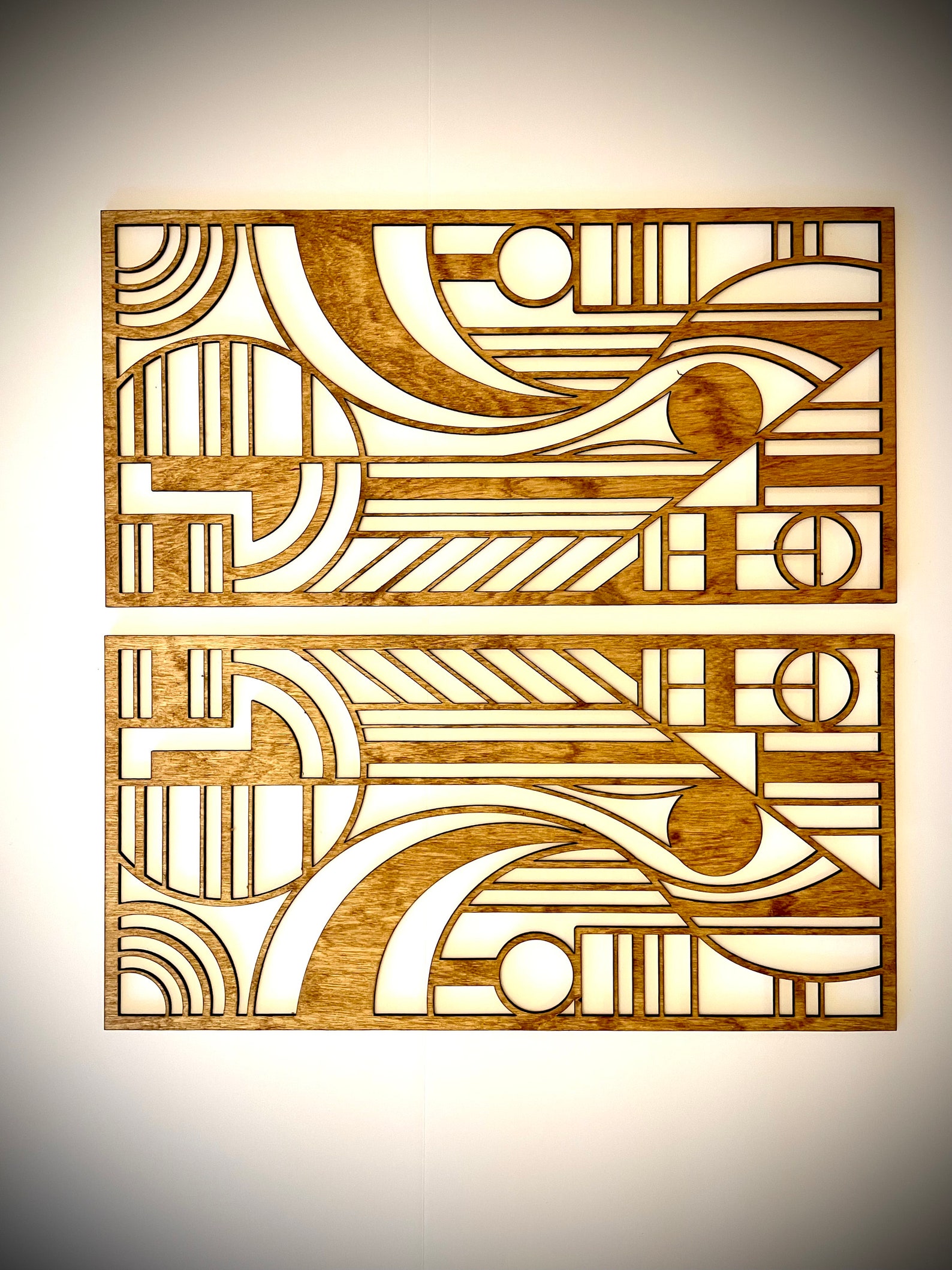 Boho Modern Frank Lloyd Wright-inspired Art Deco Geometry Wood Wall Art ...