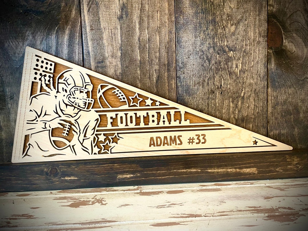 Personalized Custom Female Football Player Wood 2-layer Pennant With ...
