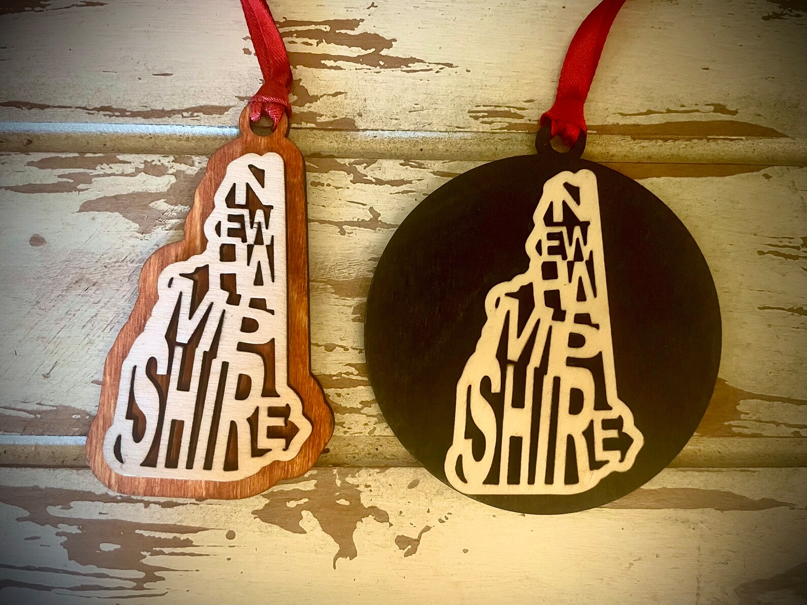 New Hampshire Word Art 2-layer Ornament Laser Cut Wood Ornament, New ...