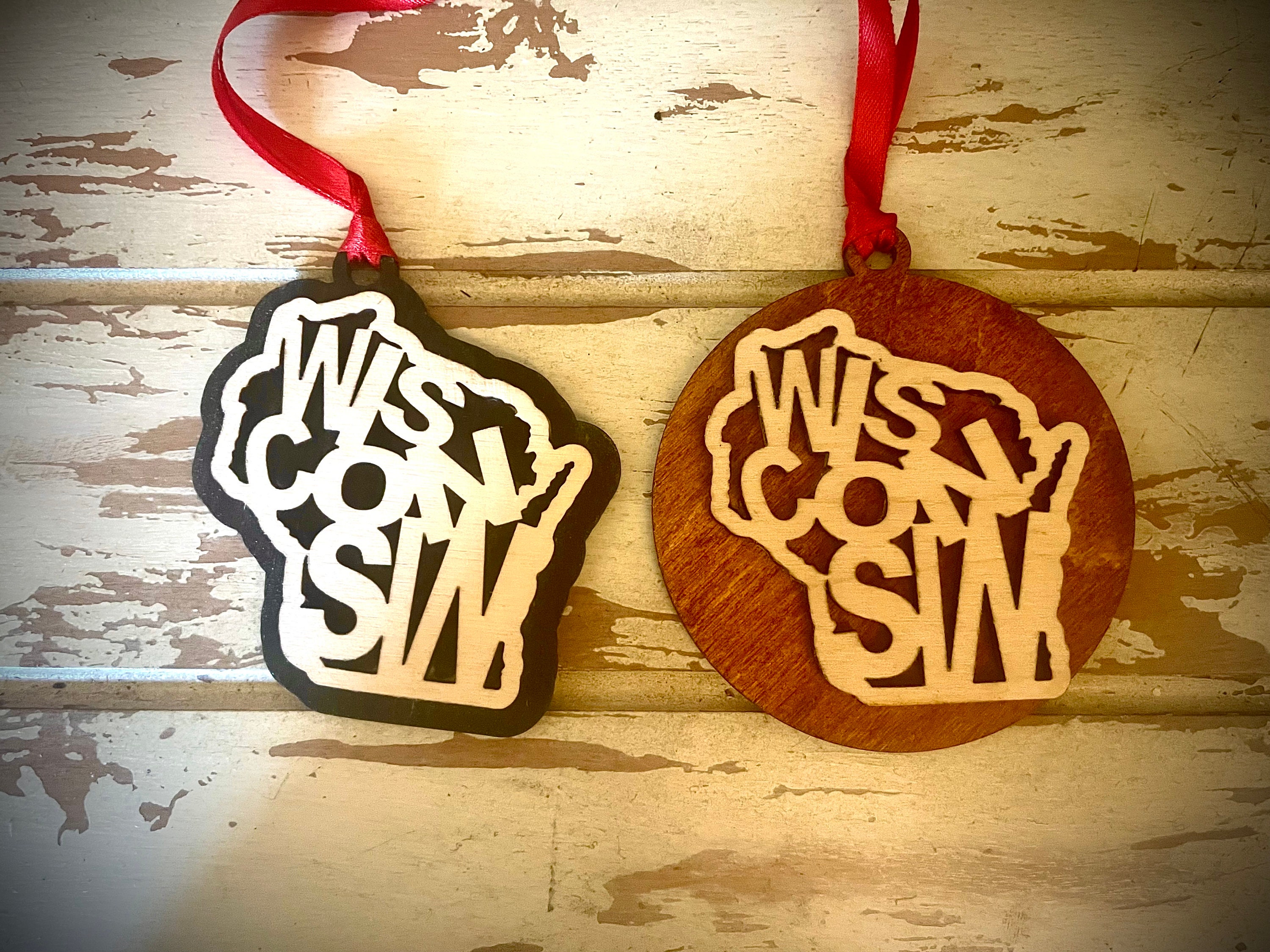 Wisconsin Word Art 2-layer Ornament Laser Cut Wood Ornament - Etsy