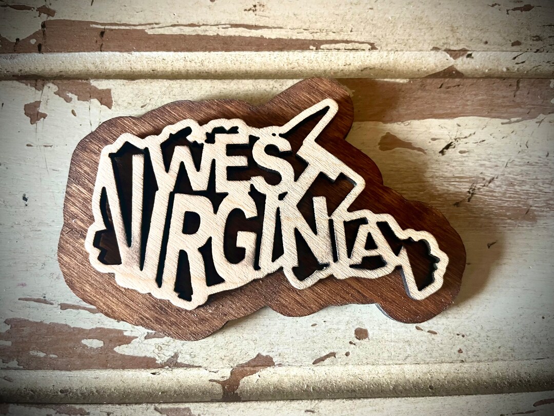 West Virginia Word Art 2-layer Laser Cut Wood Magnet Available ...