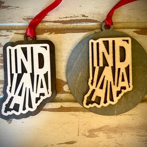 Indiana Word Art 2-layer Ornament Laser Cut Wood Ornament, Indiana Gift ...