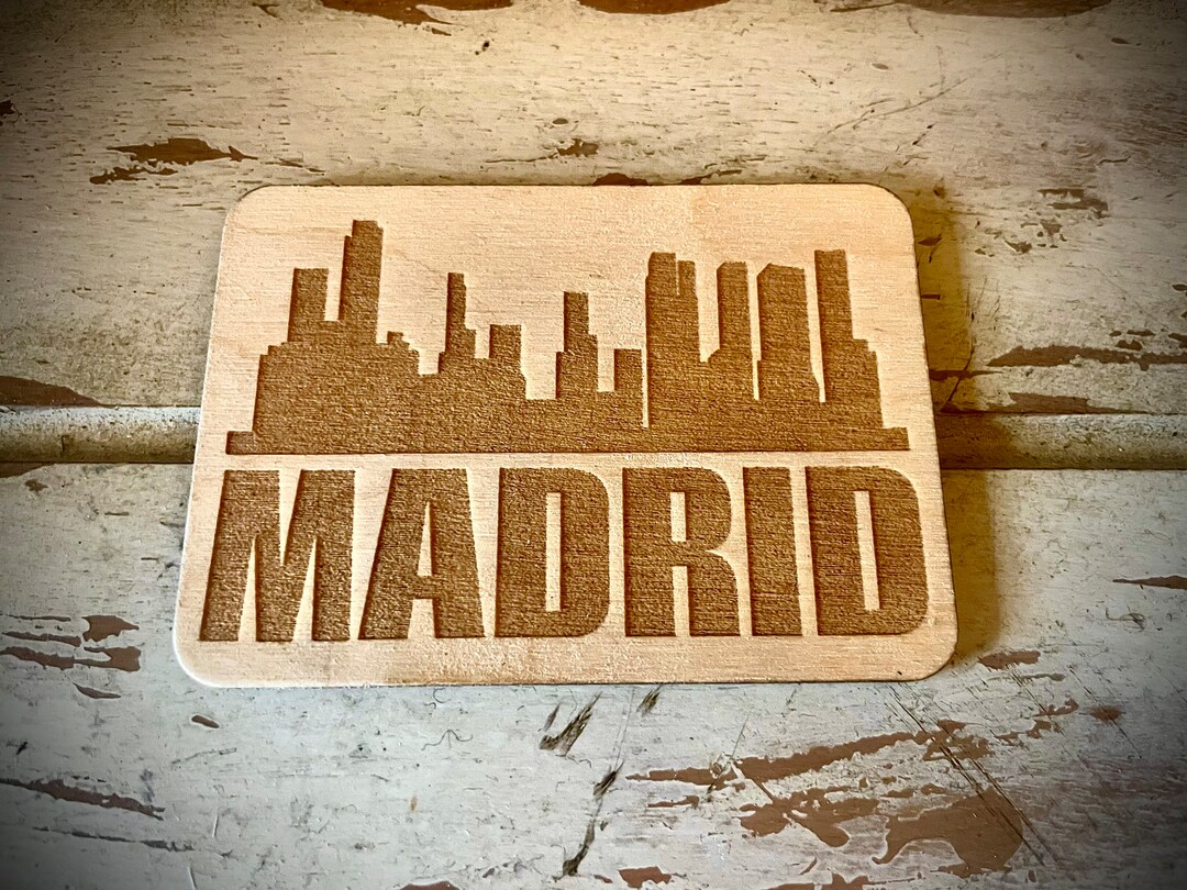 Magnet - Madrid Skyline Cityscape. 3.5" X 2.5" Wood Magnet. Great ...