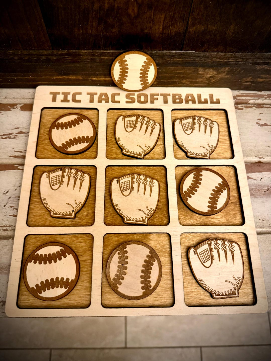 Softball Game - Tic Tac Softball. Laser Engraved and Cut Wood Softball ...