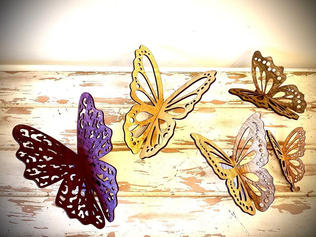 Intricate Butterfly Wooden Tabletop Decor Available in 5 Sizes and 12 ...