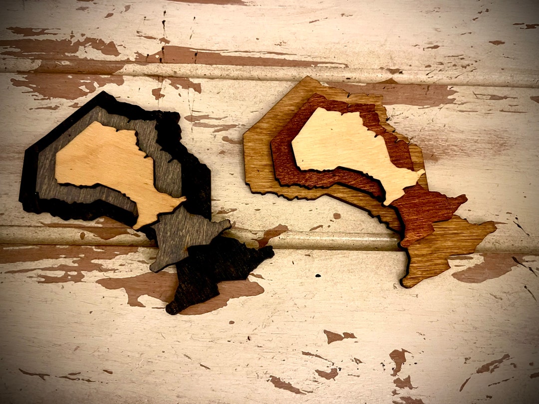Ontario 3-layer Stacked Province Wood Magnet Available in Brown Tones ...
