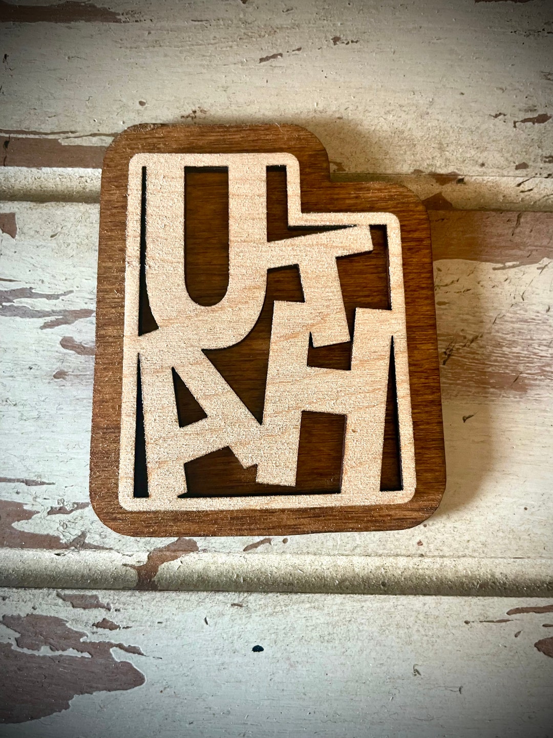 Utah Word Art 2-layer Laser Cut Wood Magnet Available Unfinished or 11 ...