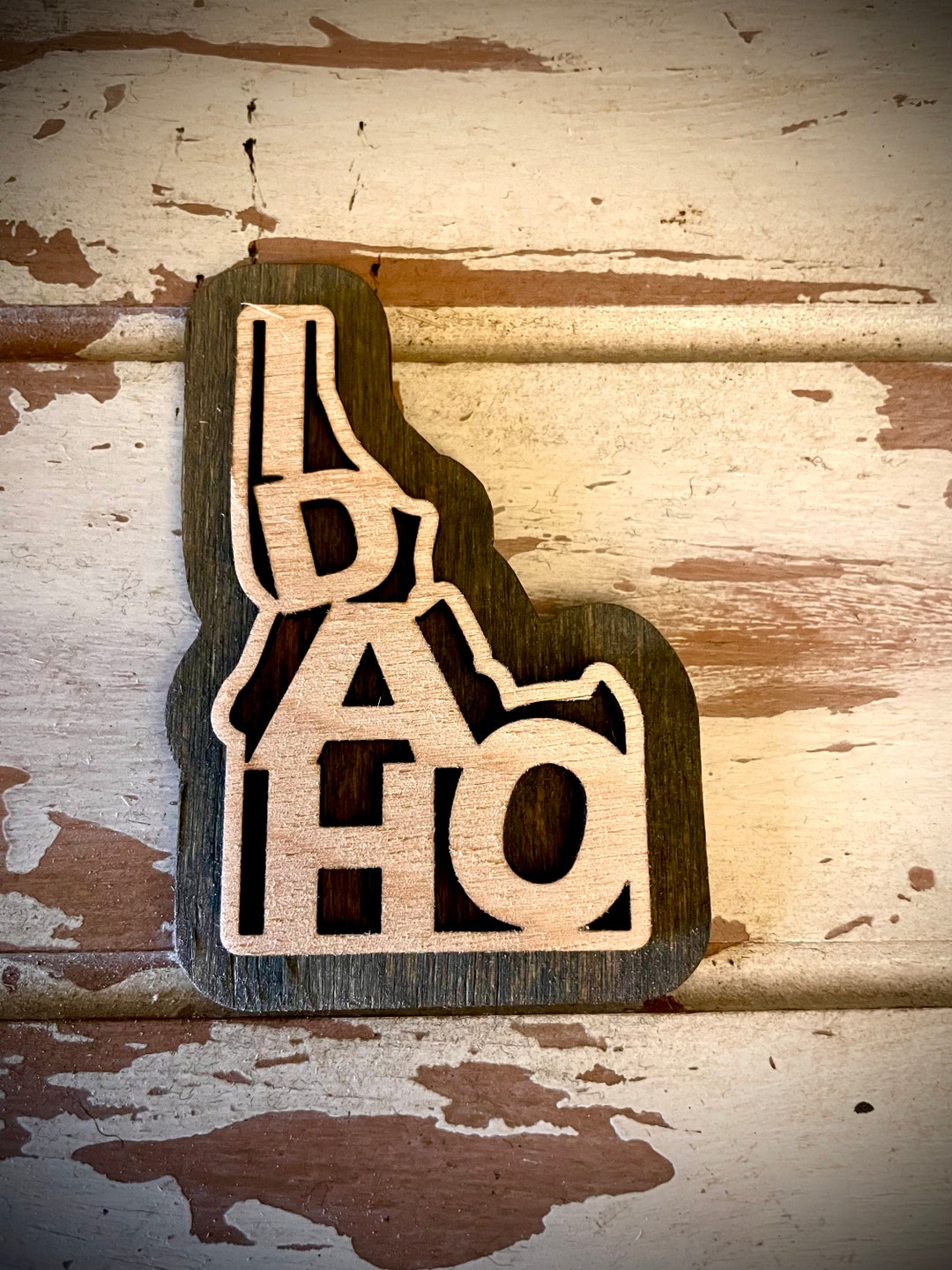 Idaho Word Art 2-layer Laser Cut Wood Magnet Available Unfinished or 11 ...