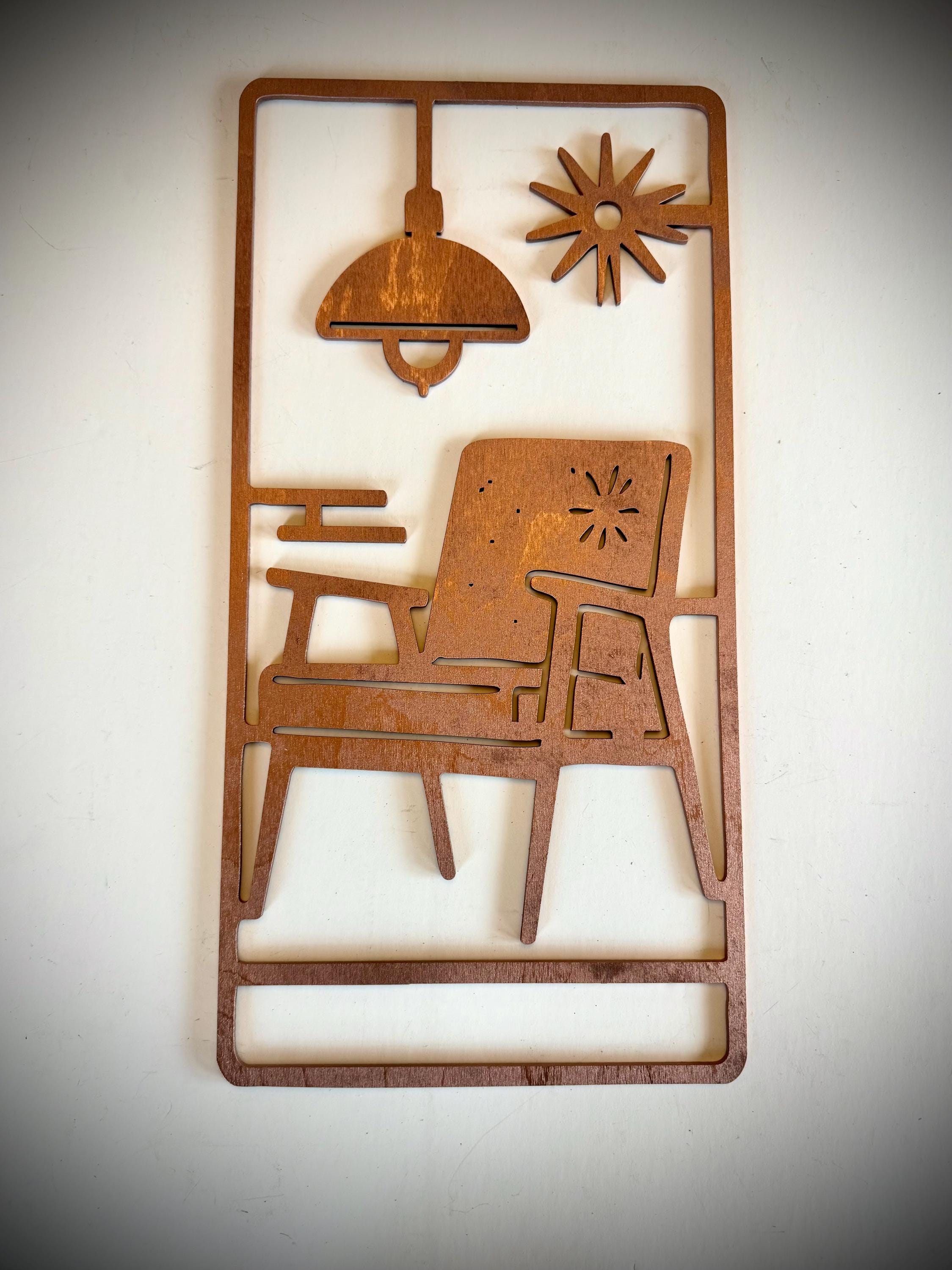 Mid Century Modern Still Life Wood Wall Art, 3 Panel in Multiple Sizes ...