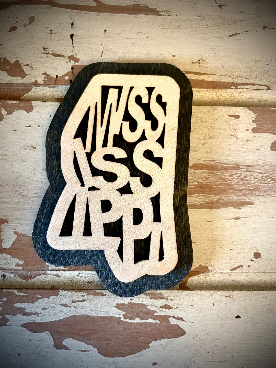 Mississippi Word Art 2-layer Laser Cut Wood Magnet Available Unfinished ...