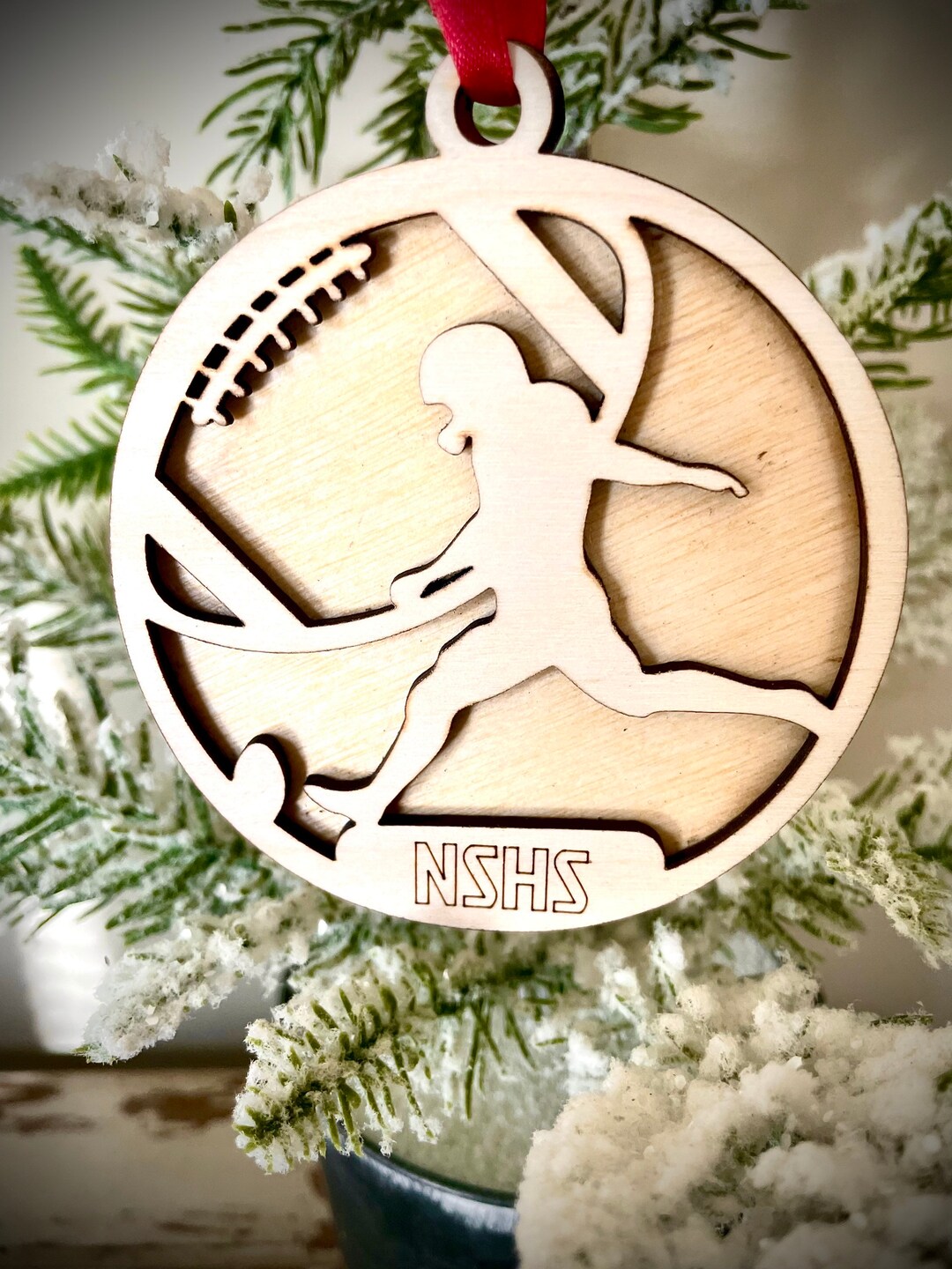 Football Player 2-layer Personalized Laser Cut Wood Christmas Ornament ...