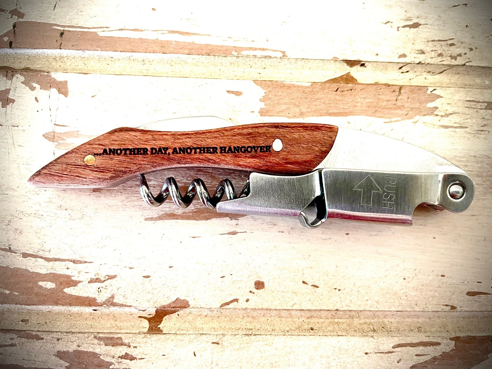 Custom Engraved Wood Wine Key Wine Opener Corkscrew - Etsy