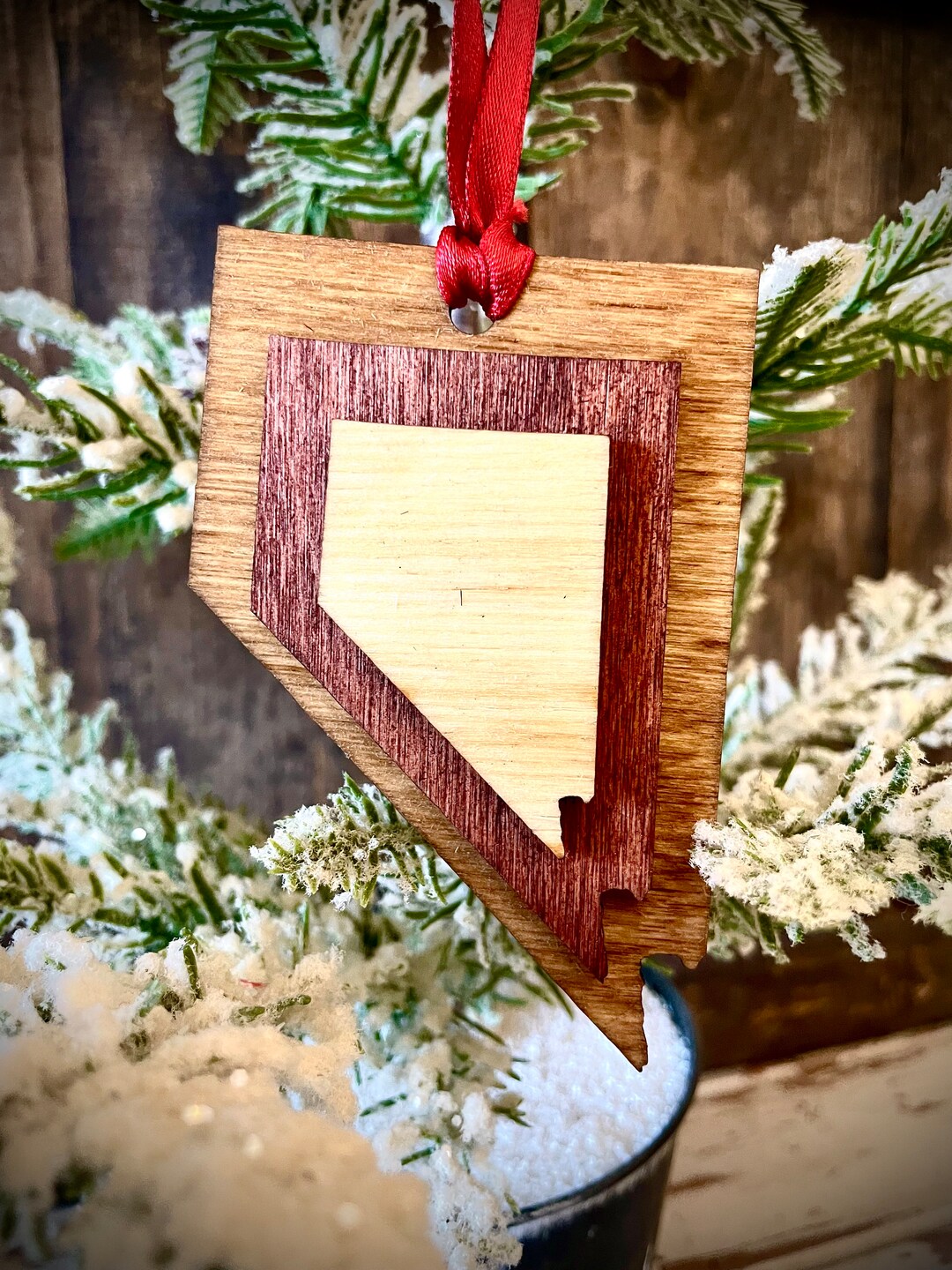 Nevada 3-layer Stacked State Ornament Laser Cut Wood Ornament, Nevada ...