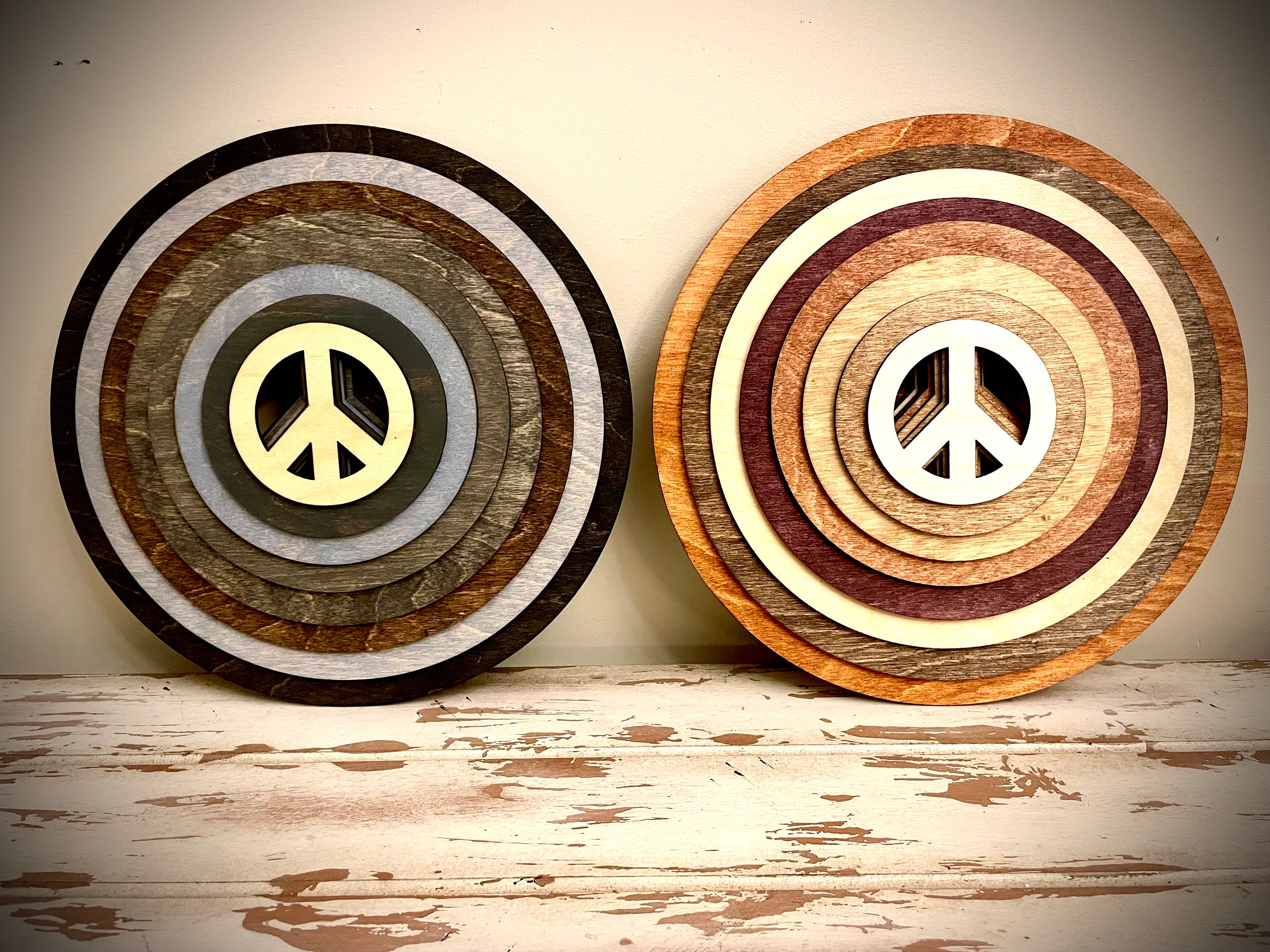 Stacked Peace Signs Wood 3D Table Art Wall Art Home Decor - Etsy