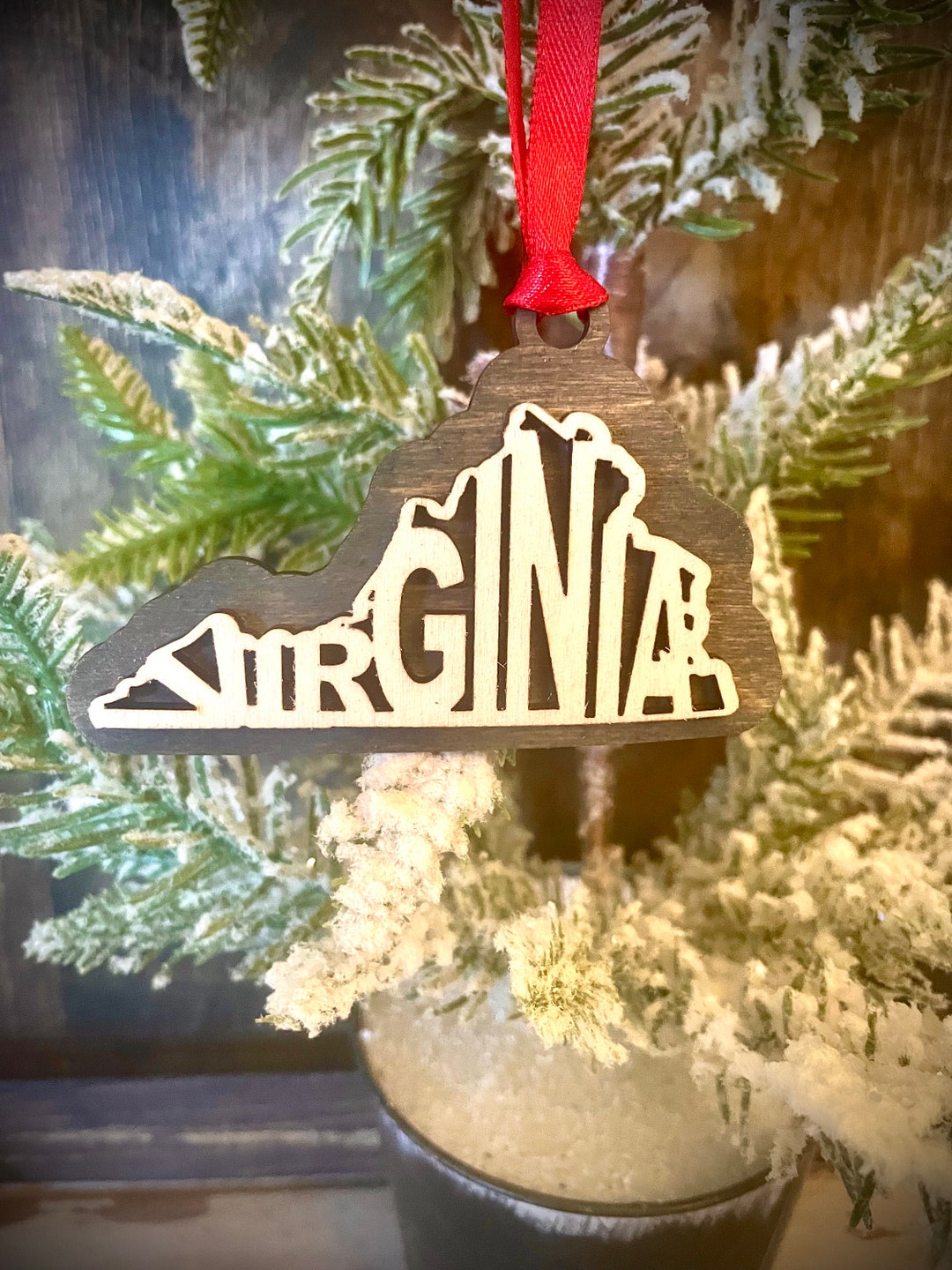 Virginia Word Art 2-layer Ornament Laser Cut Wood Ornament, Virginia ...