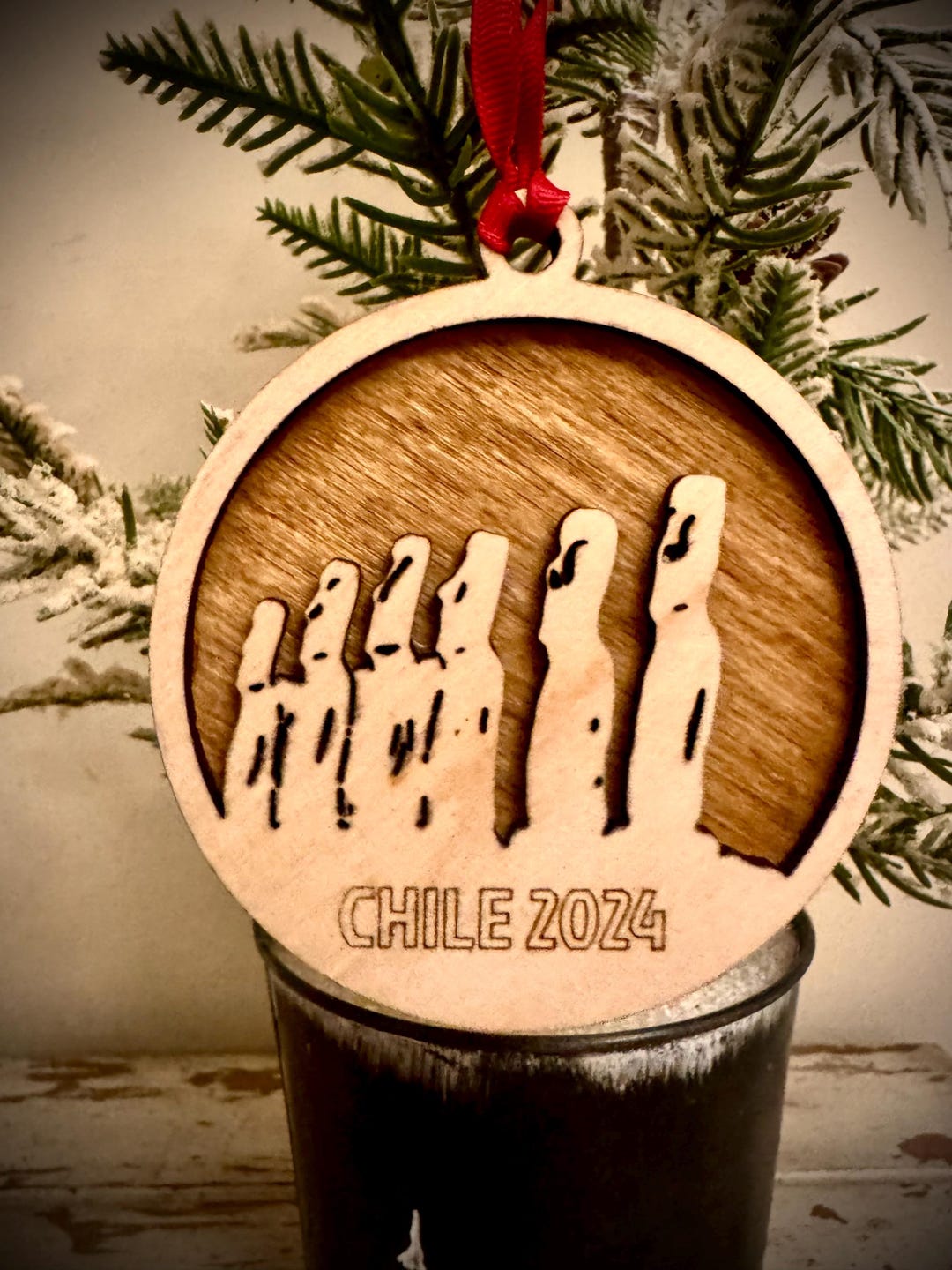 Easter Island Moai Statues Chile 2-layer Personalized Laser Cut Wood ...