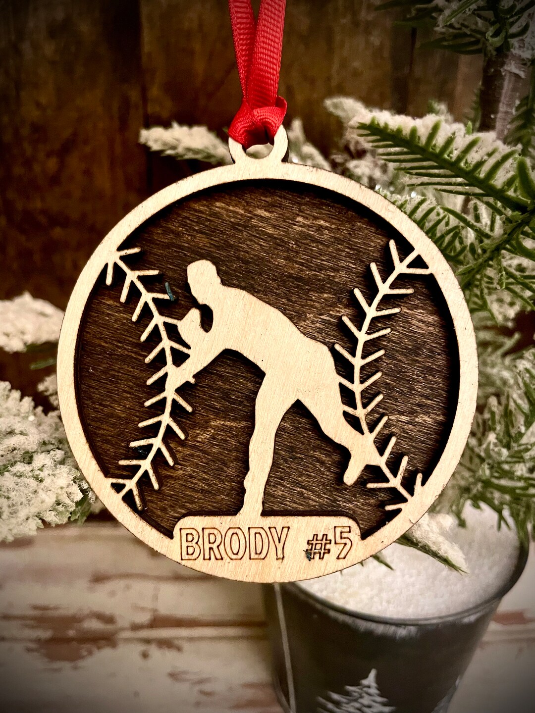 Left Handed Pitcher Baseball Player 2-layer Personalized Laser Cut Wood ...