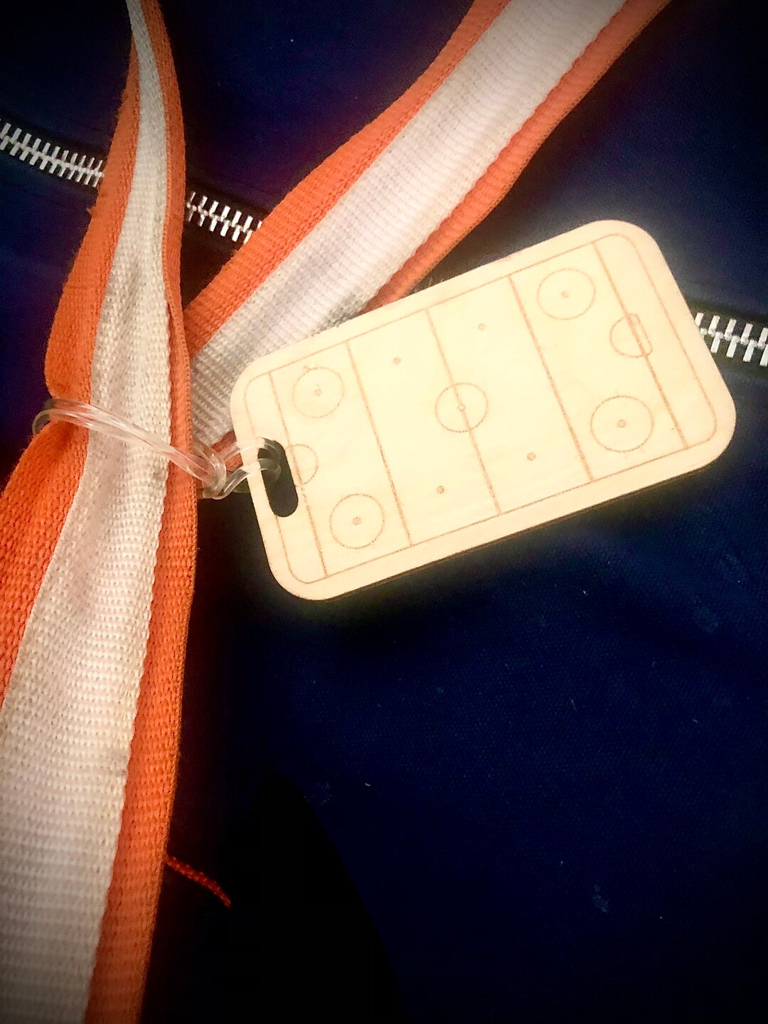 Hockey Rink Shaped Hockey Bag Tag or Luggage Tag; Hockey Rink on One ...