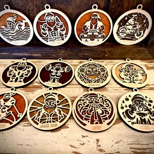 Santa With Muscle Car 2-layer Personalized Laser Cut Wood Christmas ...