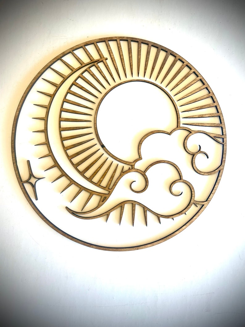 Sun, Moon, & Clouds Quartet Mandala Wood Wall Art, 4 Panel in Multiple ...