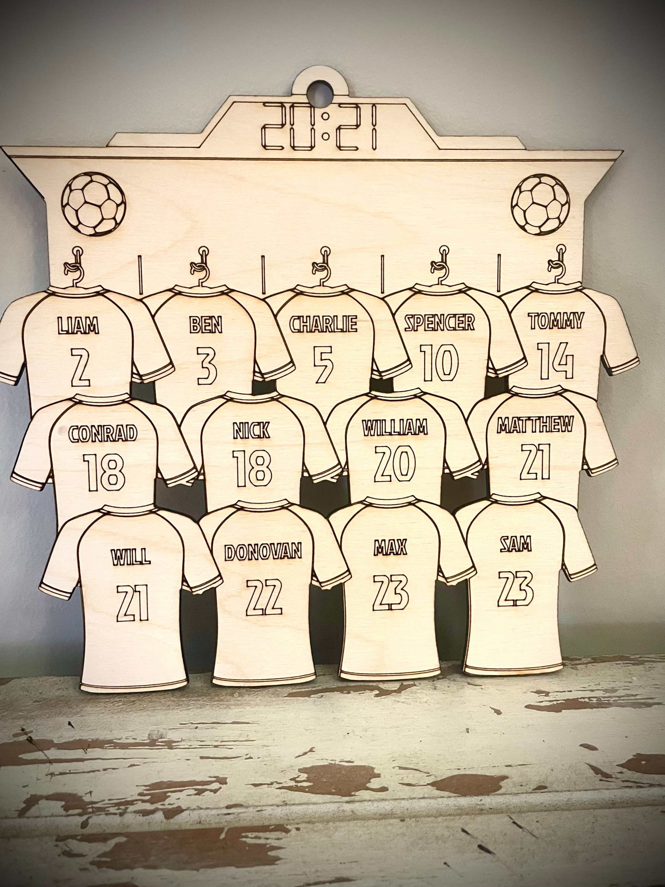 Soccer Team Jersey Custom Engraved Wood Plaque or Ornament - Etsy