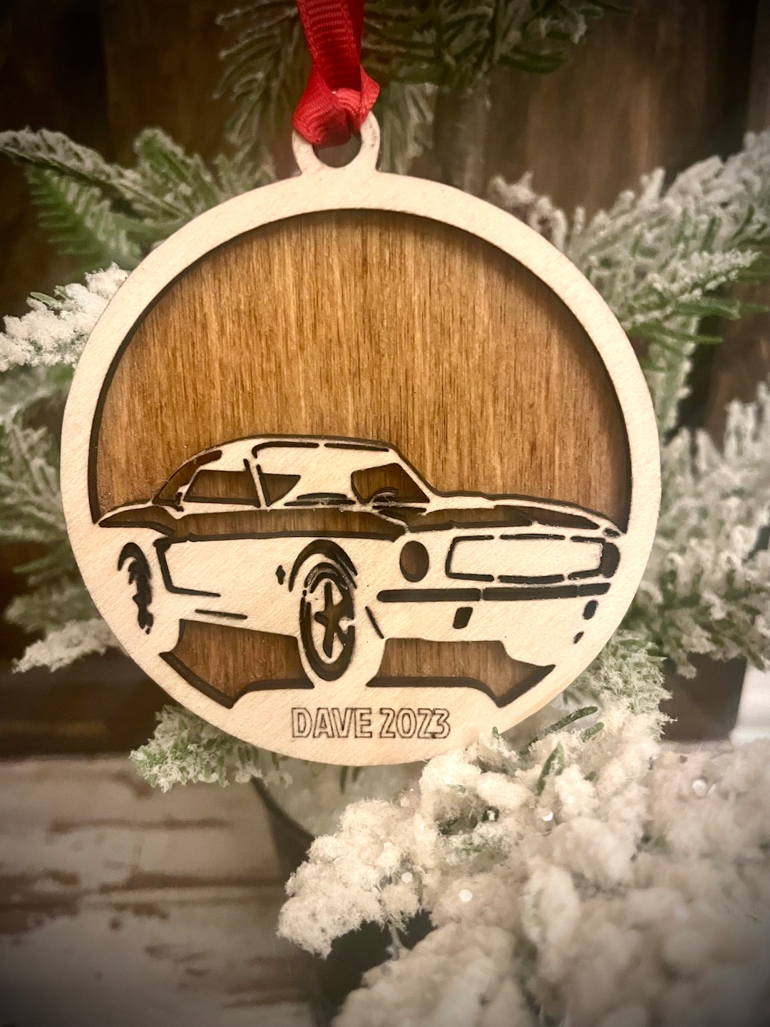 Muscle Car 2-layer Personalized Laser Cut Wood Christmas Ornament, Gift ...