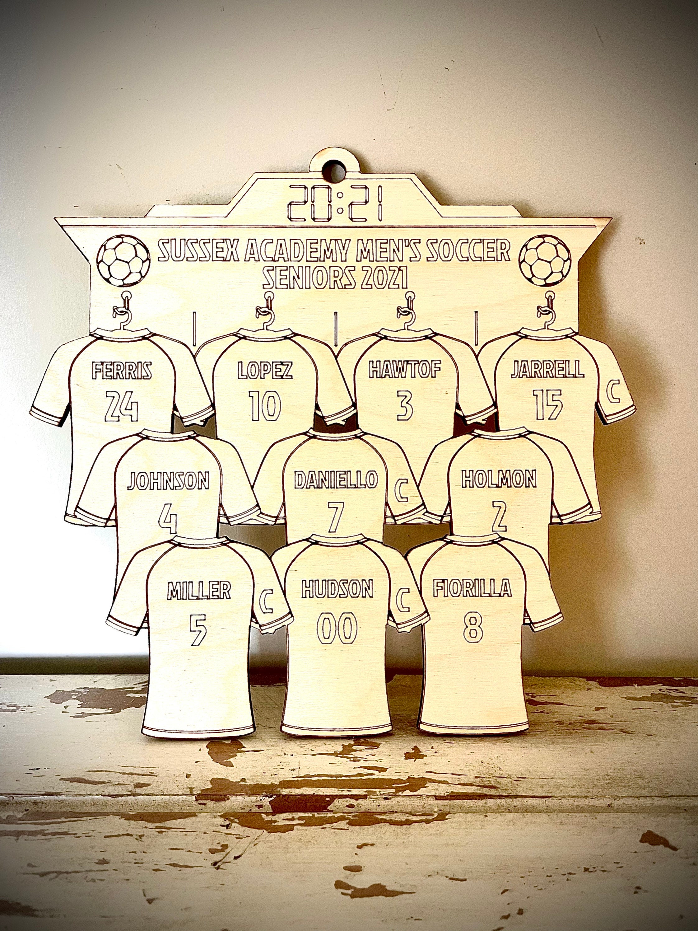 Soccer Team Jersey Custom Engraved Wood Plaque or Ornament | Etsy