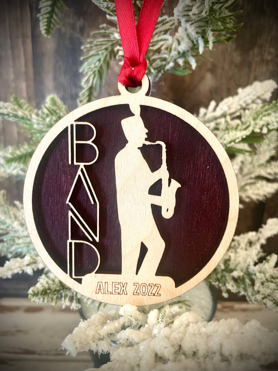 Marching Band Saxophone Player 2-layer Personalized Laser Cut Wood ...