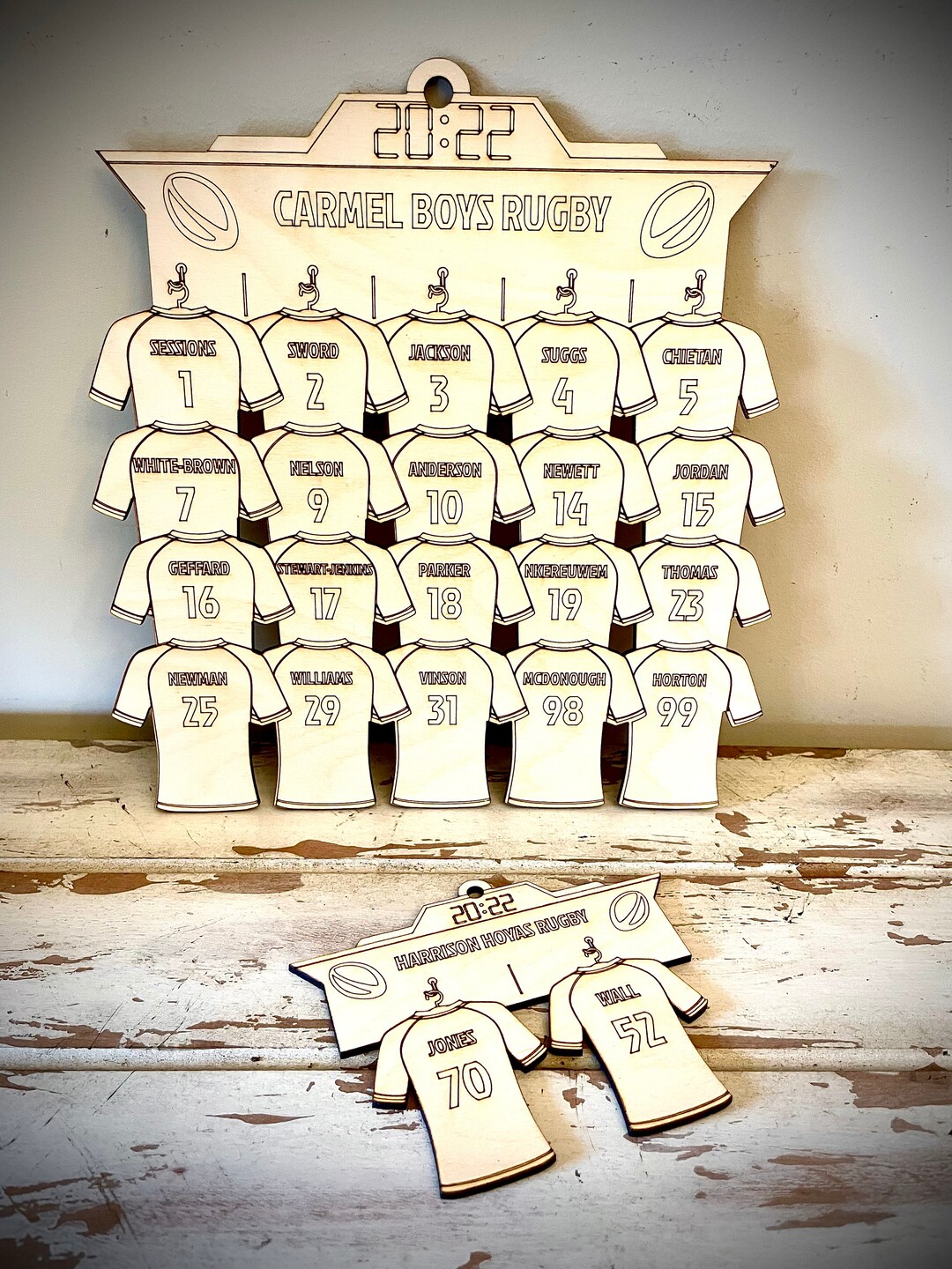 Rugby Team Jersey Custom Engraved Wood Plaque or Ornament With 2-20 ...