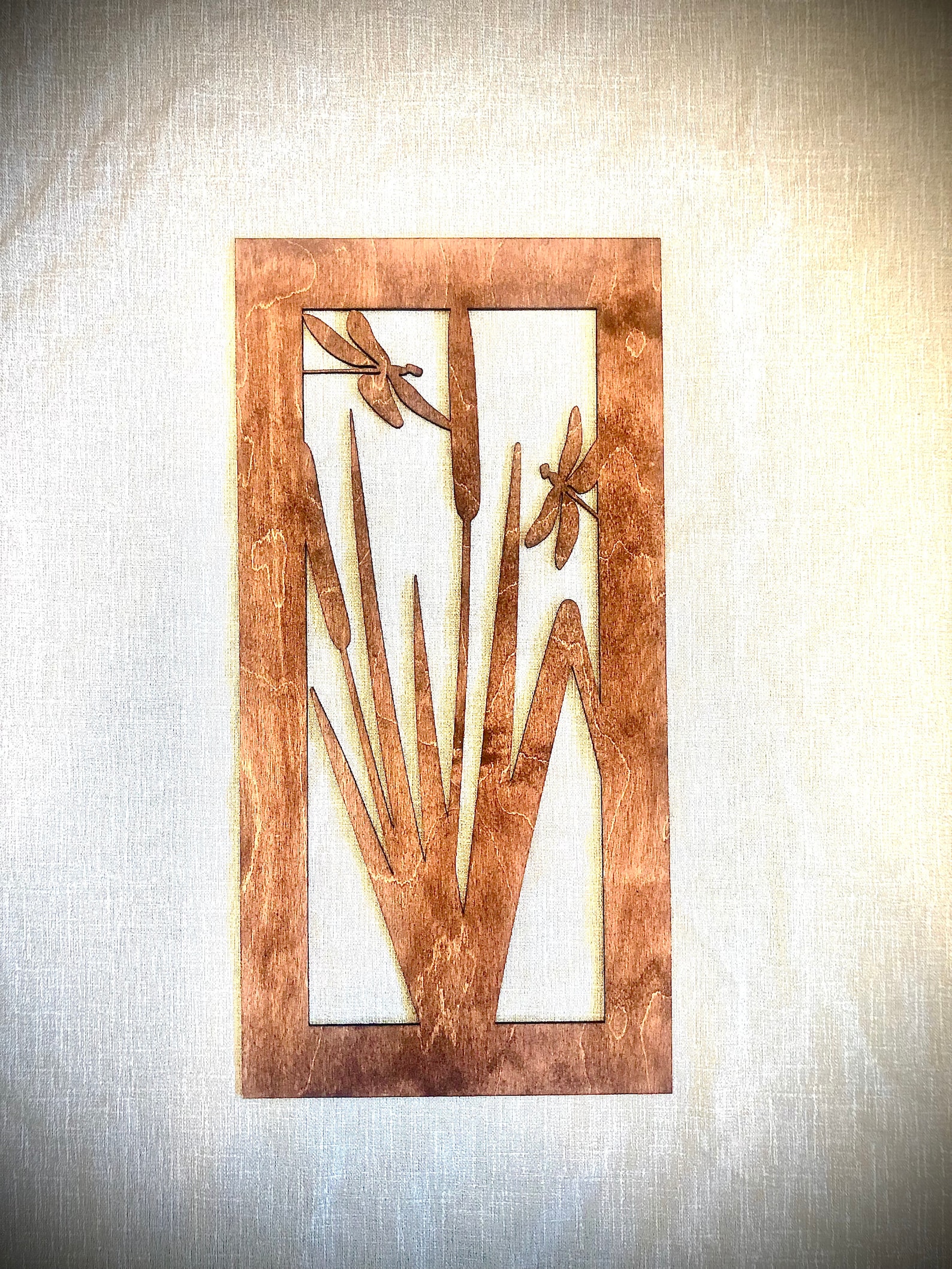 Dragonfly and Cattail Wood Wall Art 3 Panel in Natural or 11 - Etsy