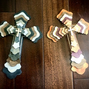 Ornate Stacked Wood Cross 3D Table Art / Wall Art, Multi-color ...