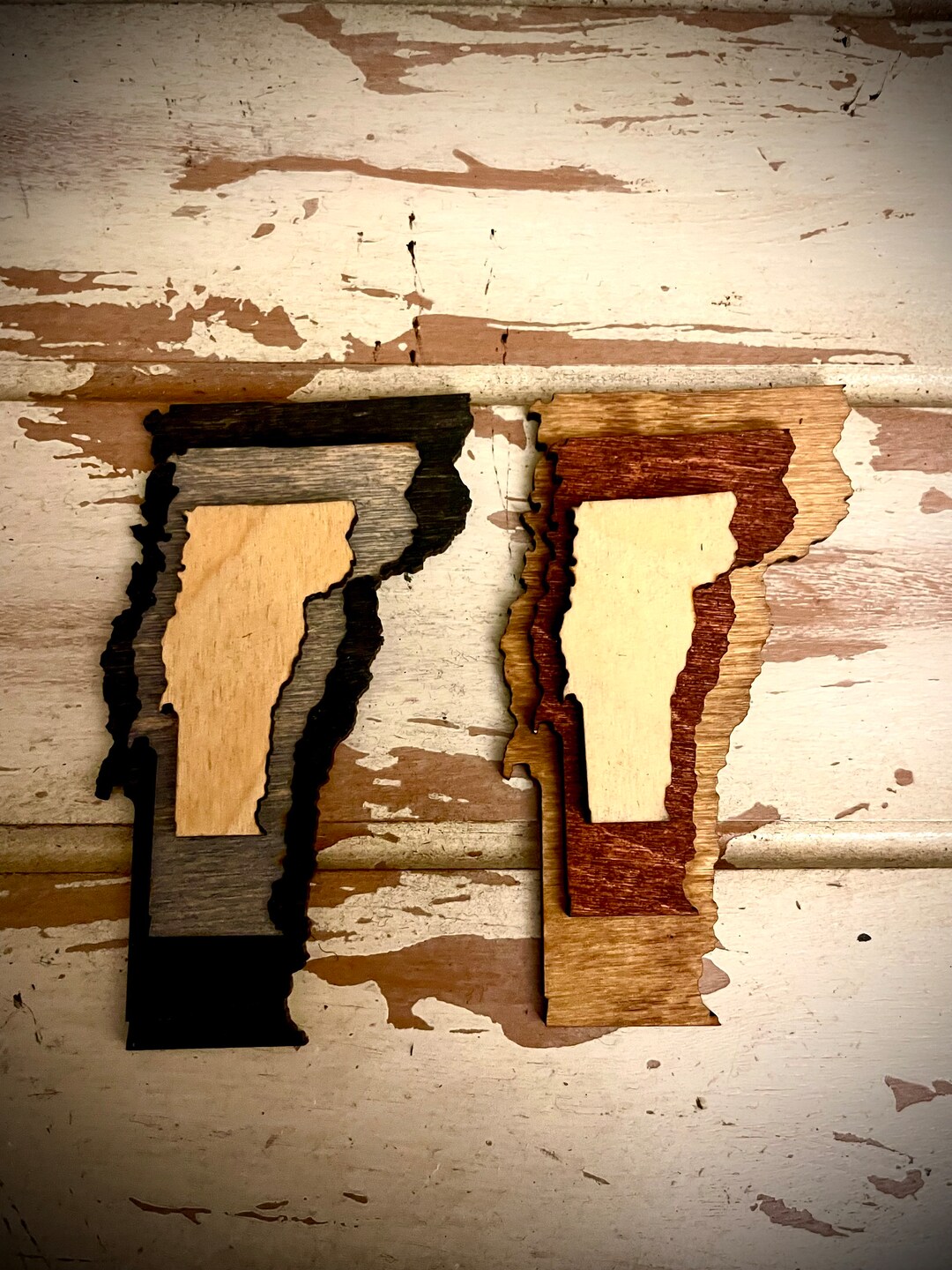 Vermont 3-layer Stacked State Laser Cut Wood Magnet Available in Brown ...