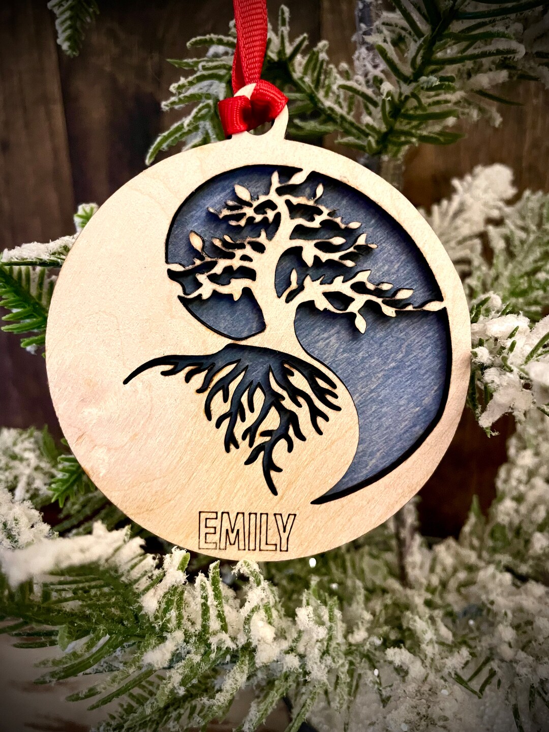 Yin Yang Tree of Life 2-layer Personalized Laser Cut Wood Christmas ...