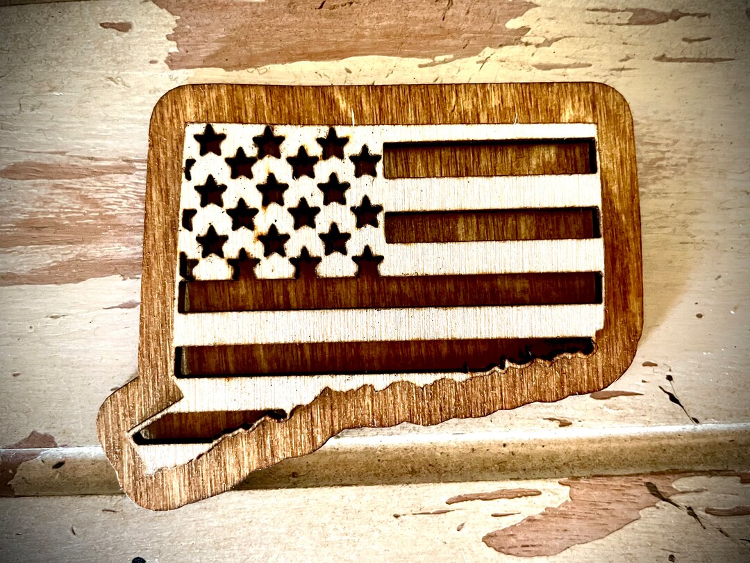 Connecticut US Flag 2-layer State Outline Wood Magnet Laser Cut ...