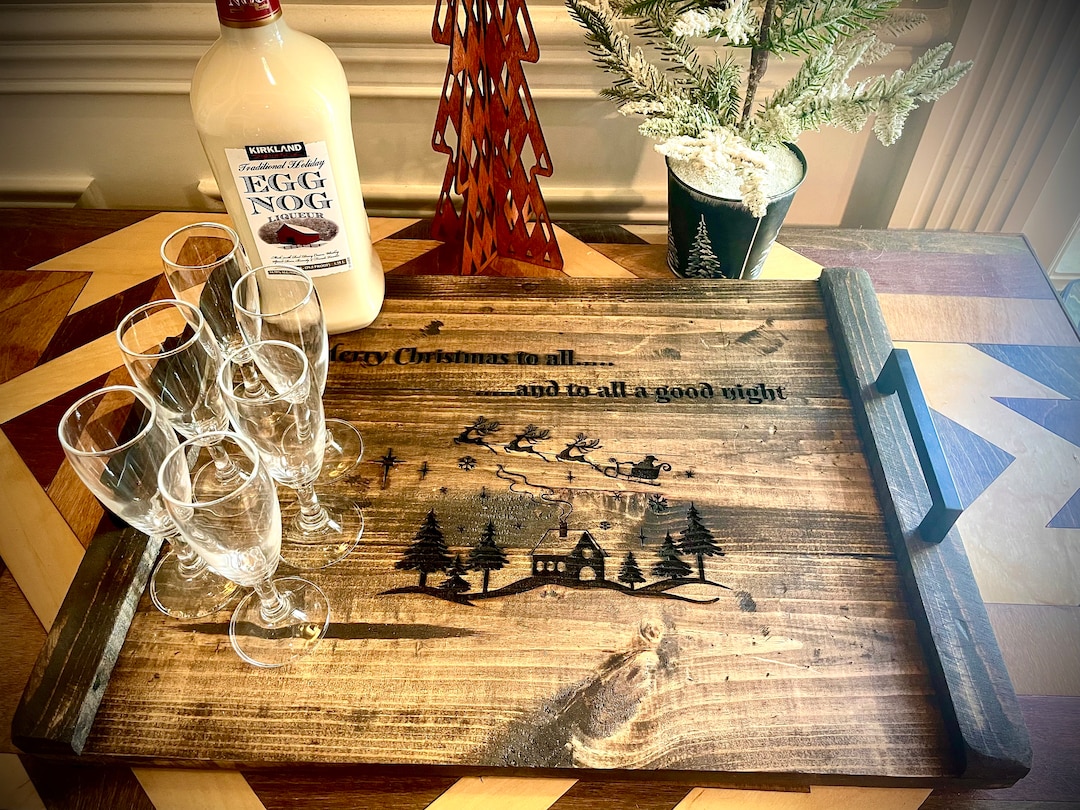 Custom Rustic Distressed Shiplap Christmas Serving Tray With Raised ...