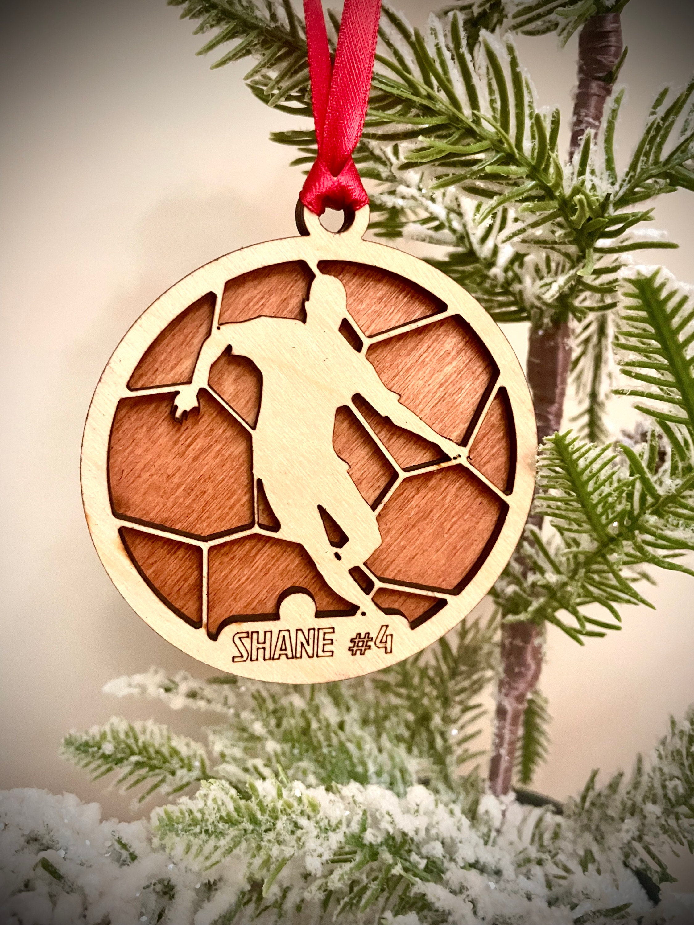 Soccer Player 2-layer Personalized Laser Cut Wood Christmas Ornament ...