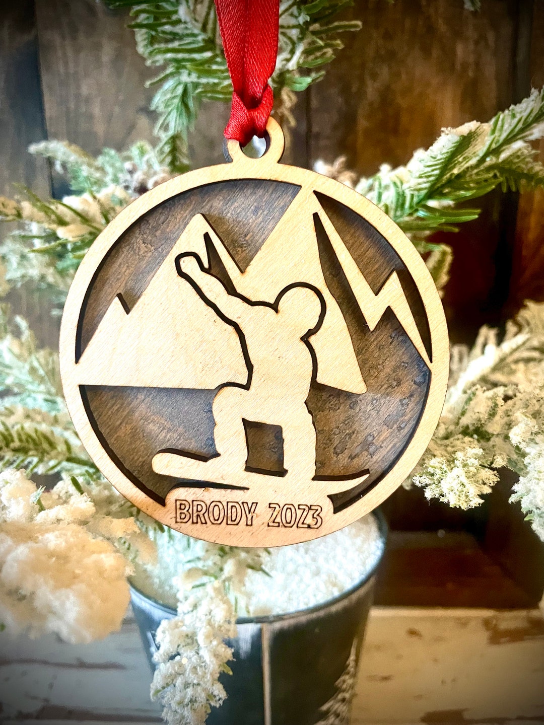 Snowboarding Snowboard Snowboarder 2-layer Personalized Laser Cut Wood ...