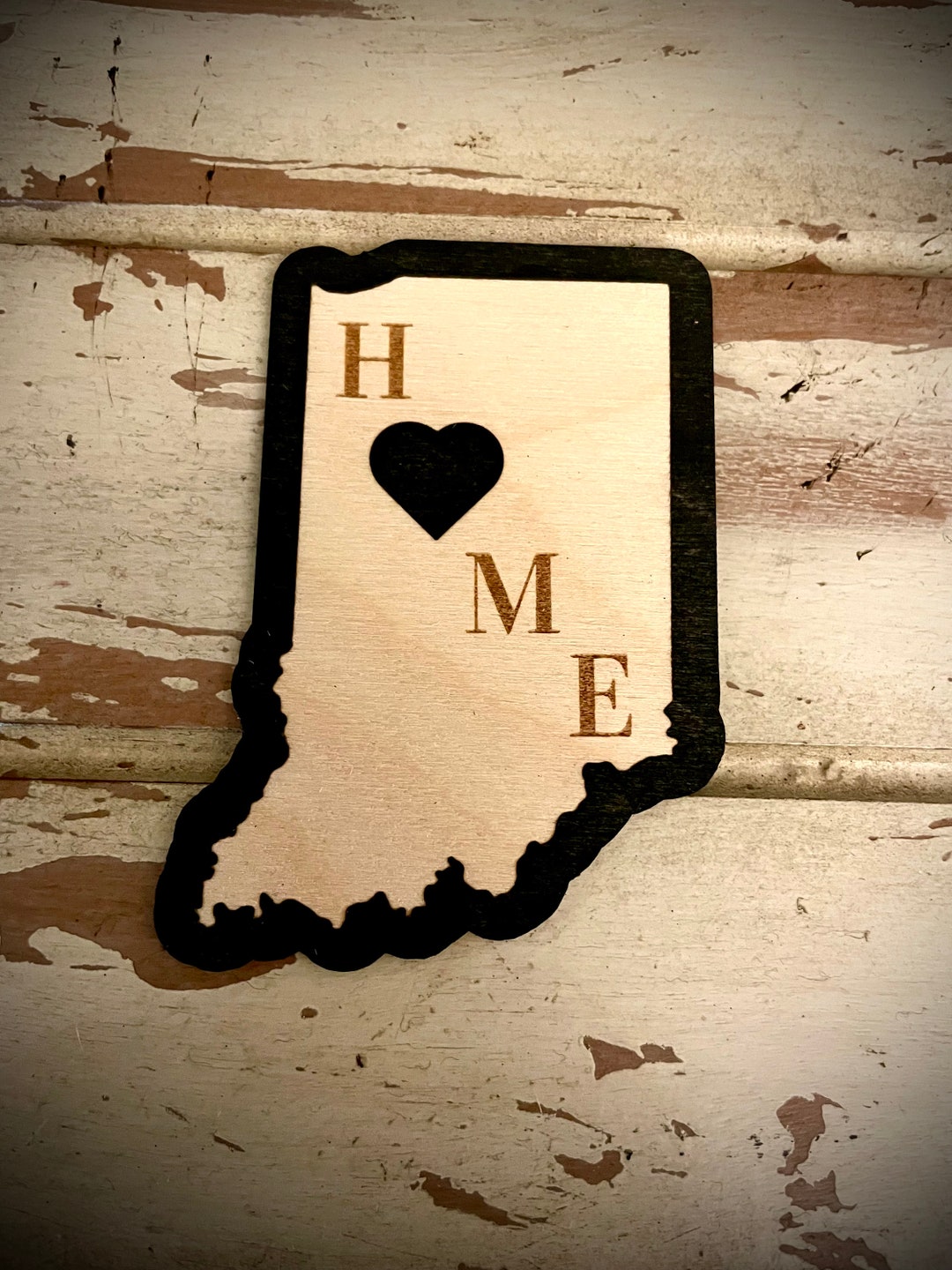 Indiana HOME 2-layer State Outline Laser Cut Wood Magnet Available ...
